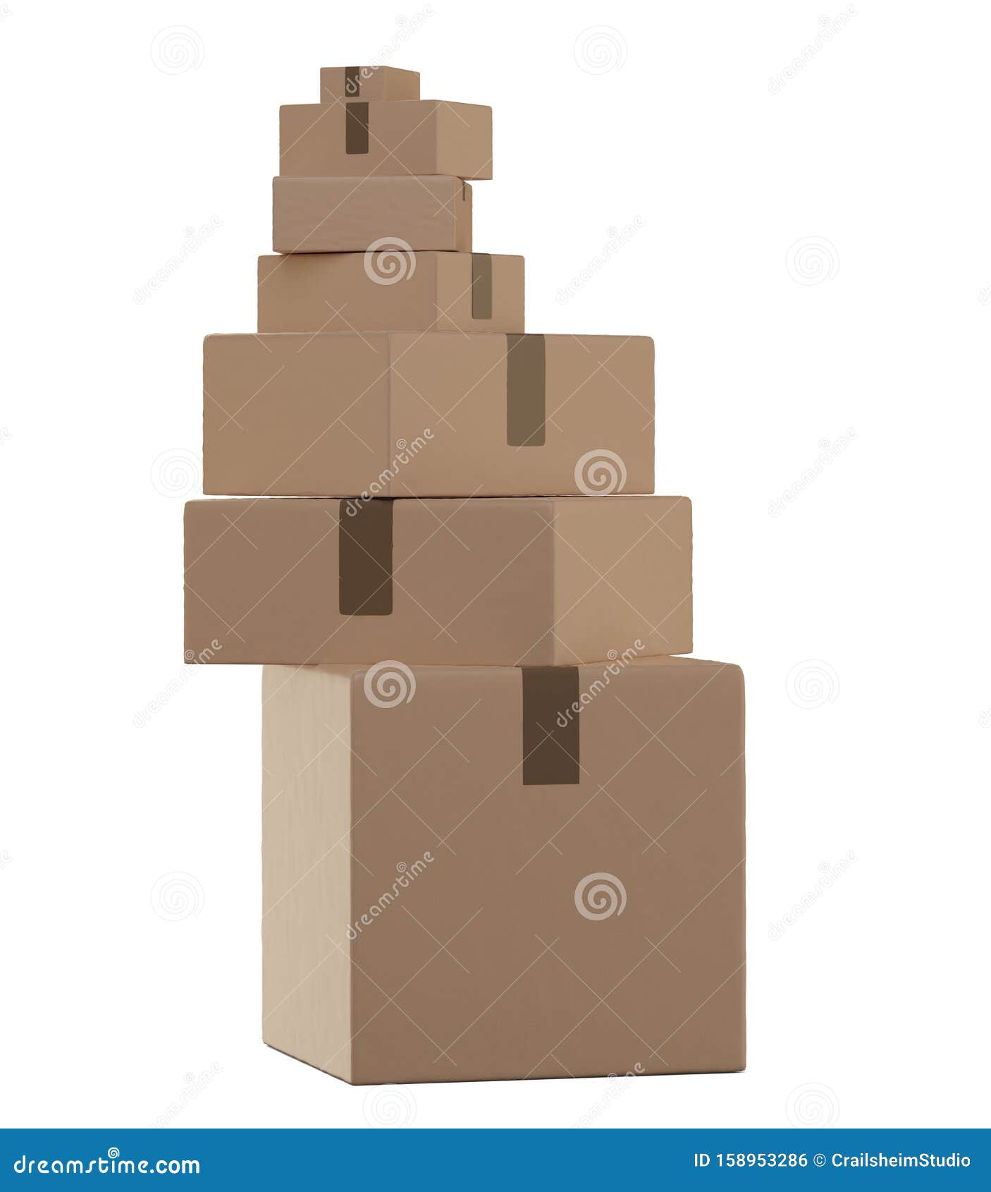 Parcels Stacked Isolated on White 3d-illustration Stock Illustration ...