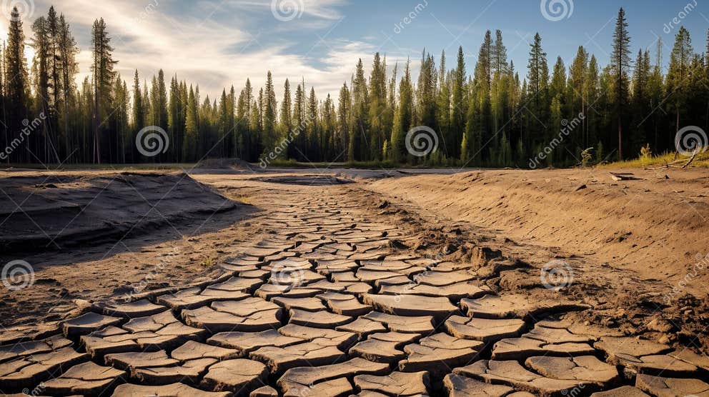 Parched Ground by Pristine Forest Stock Illustration - Illustration of ...