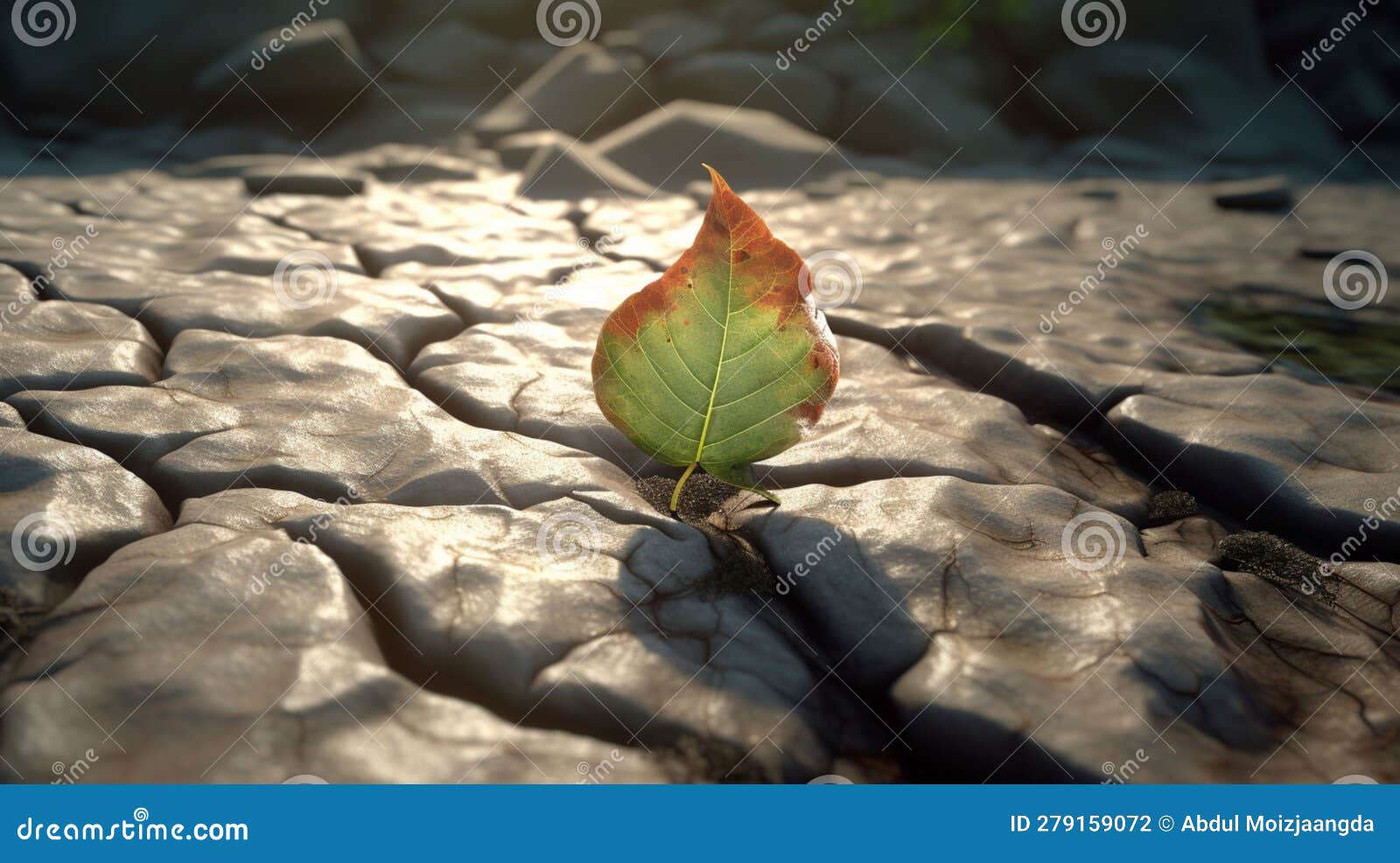 A Parched Land and a Flourishing Green Leaf by a River ,climate Change ...