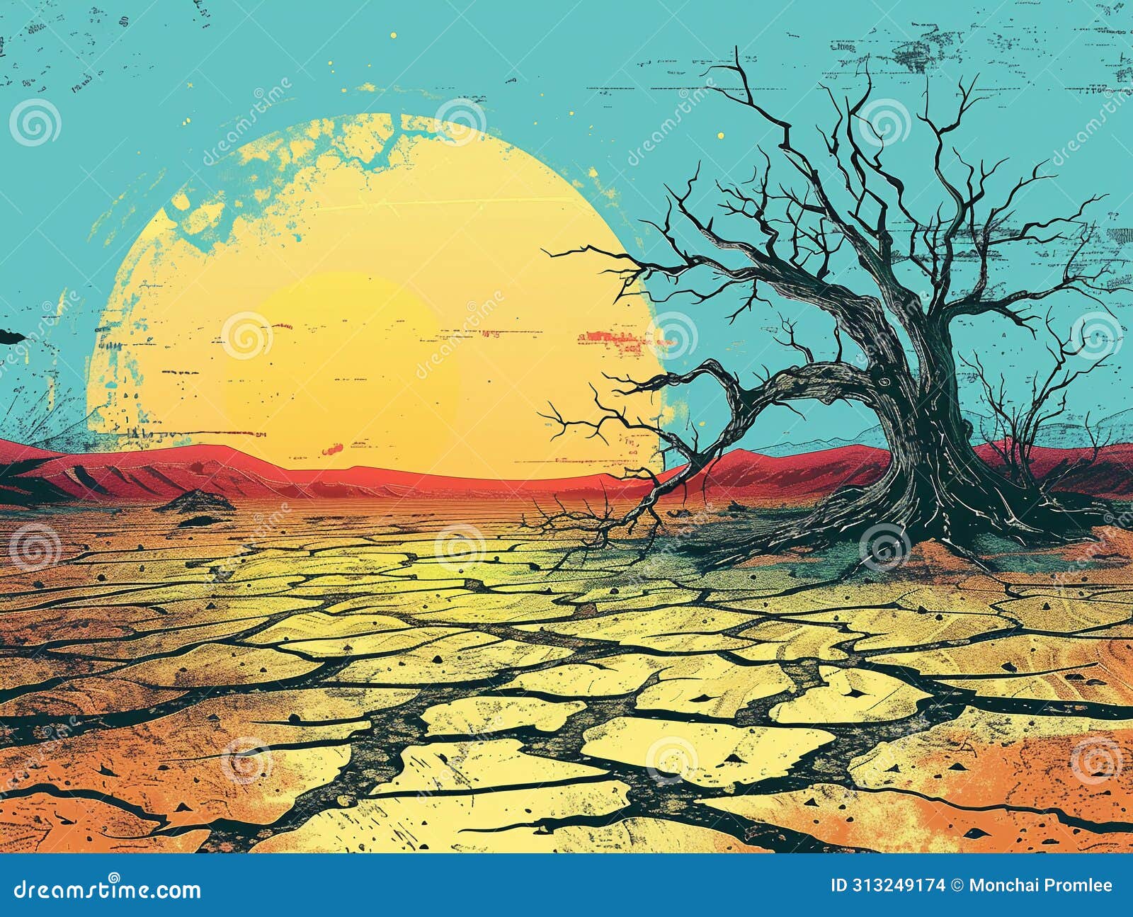 A Parched Land Under the Relentless Sun, Smiling Down As Drought ...