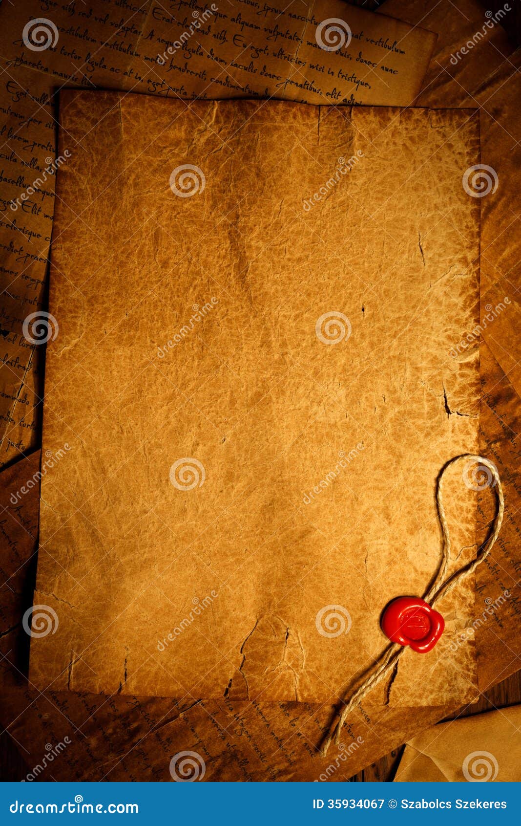 Parchemin Vide Avec Le Timbre De Joint De Cire Image stock - Image du ...