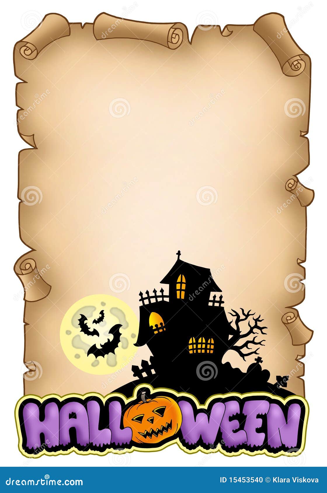 Parchment with Halloween Theme 2 Stock Illustration - Illustration of ...