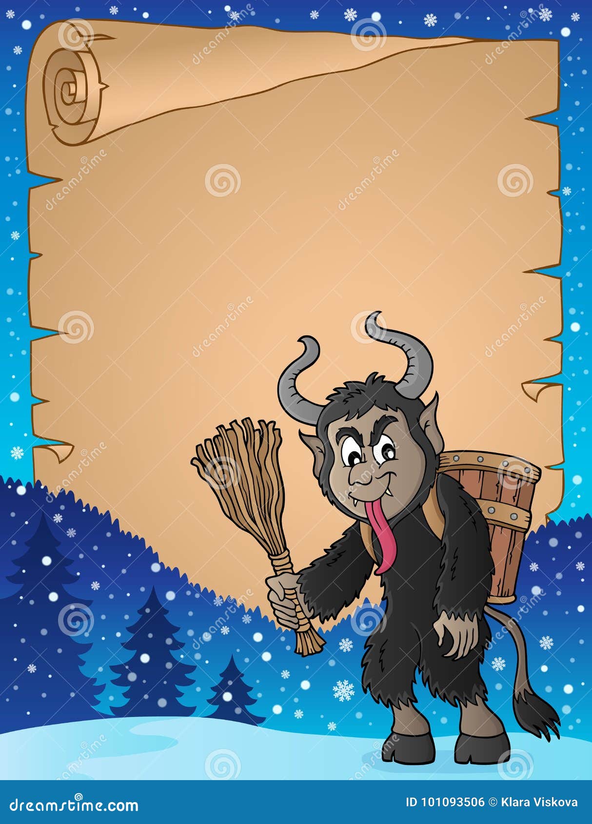 Parchment with Krampus Theme 3 Stock Vector - Illustration of krampus ...