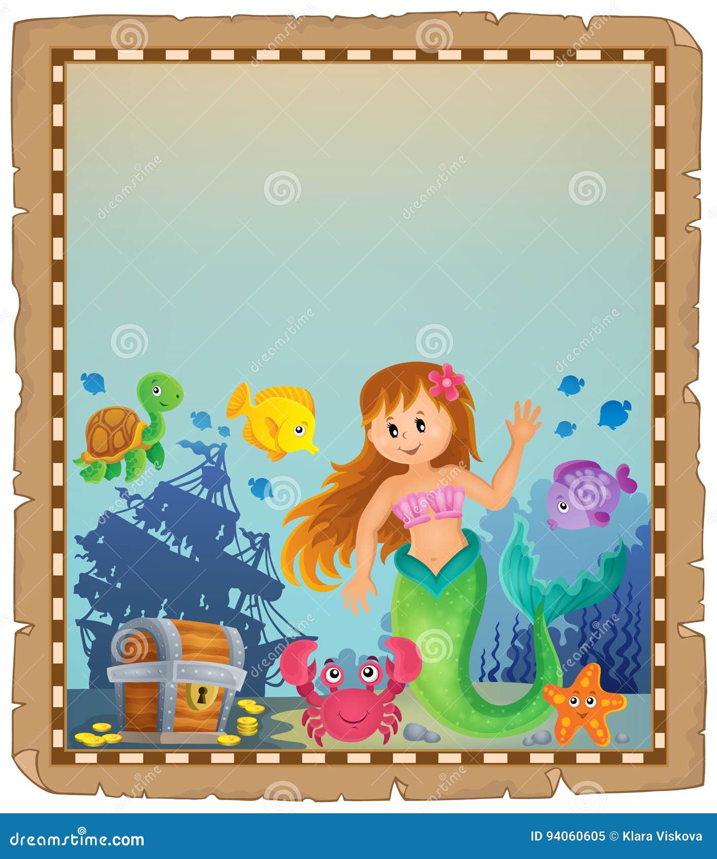 Parchment with Mermaid Topic 4 Stock Vector - Illustration of ...