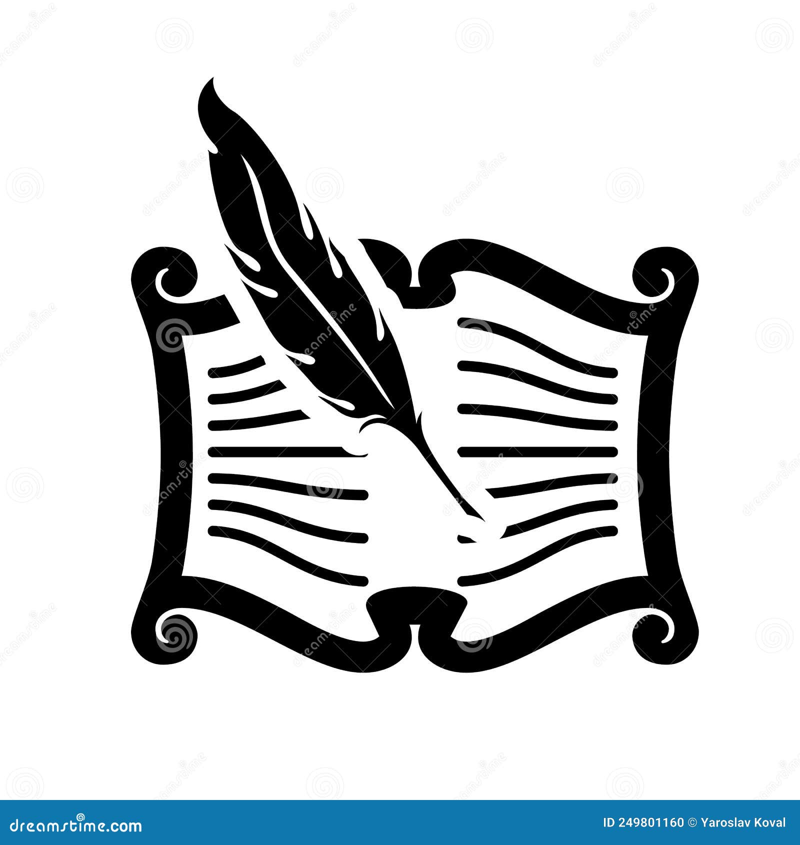 Parchment Paper with Feather Vector Icon. Filled Flat Sign for Mobile ...