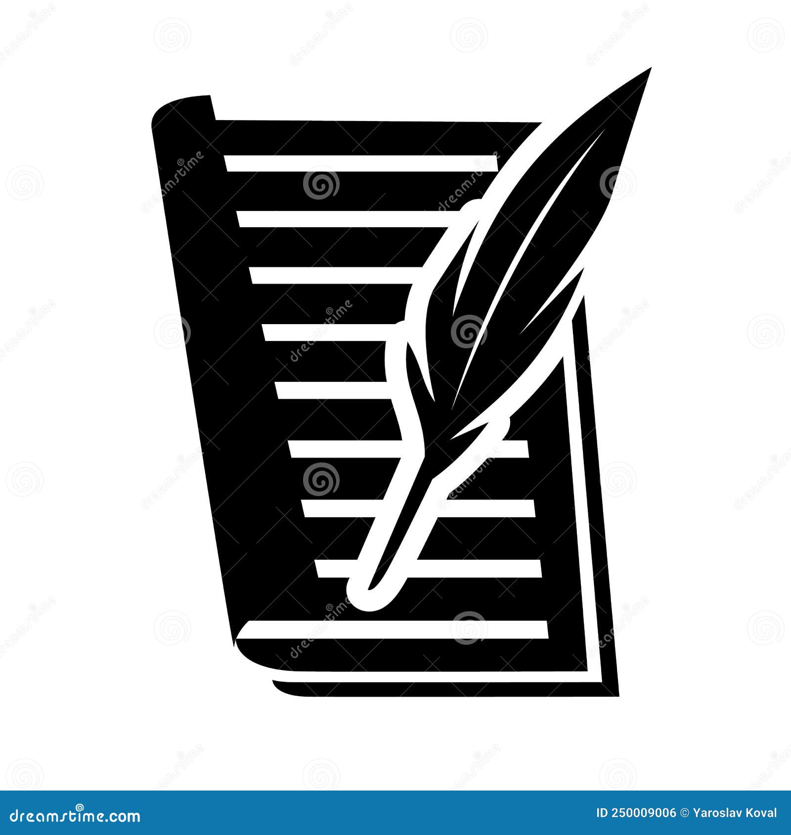 Parchment Paper with Feather Vector Icon. Filled Flat Sign for Mobile ...