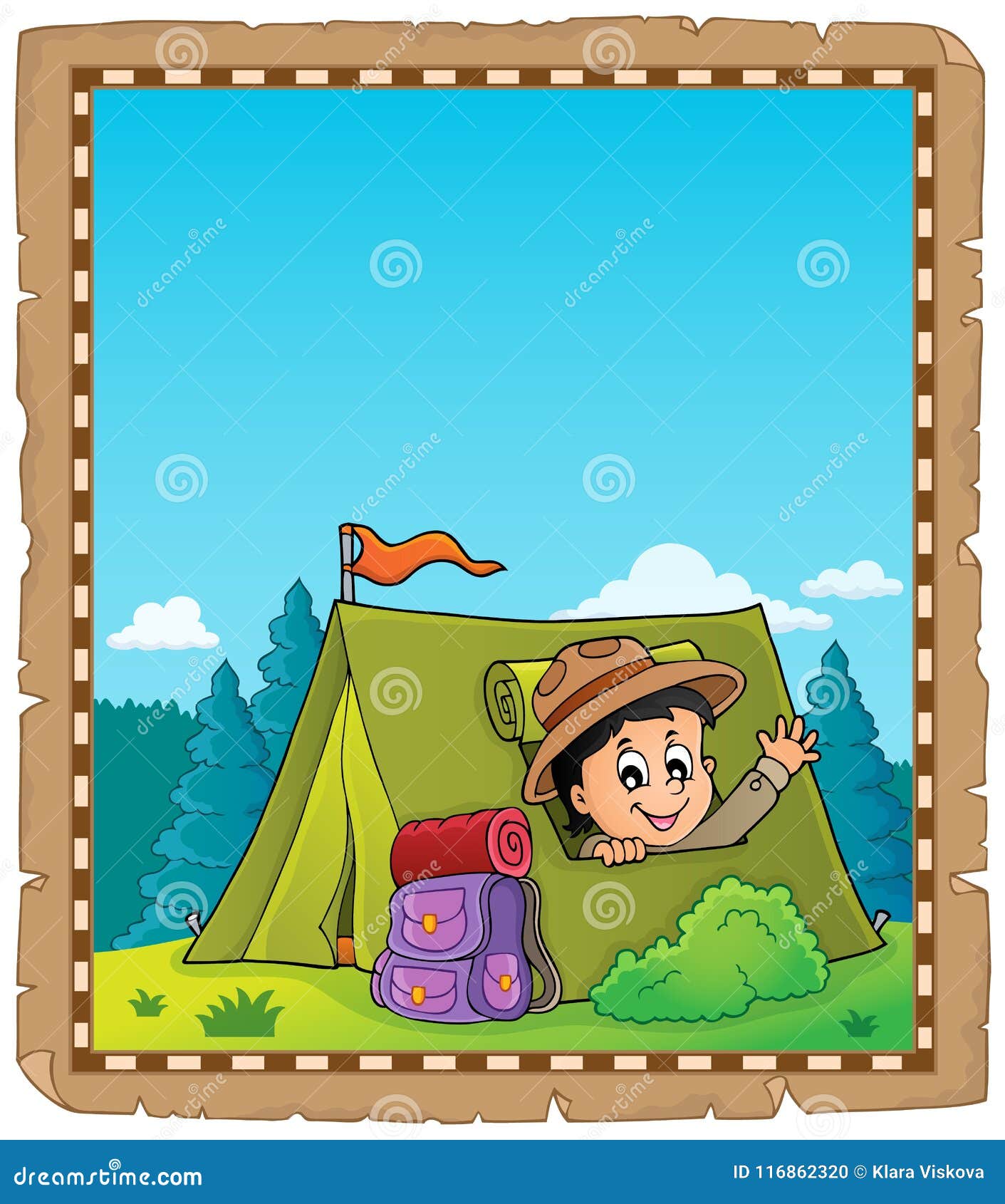 Parchment with Scout in Tent Theme 2 Stock Vector - Illustration of ...