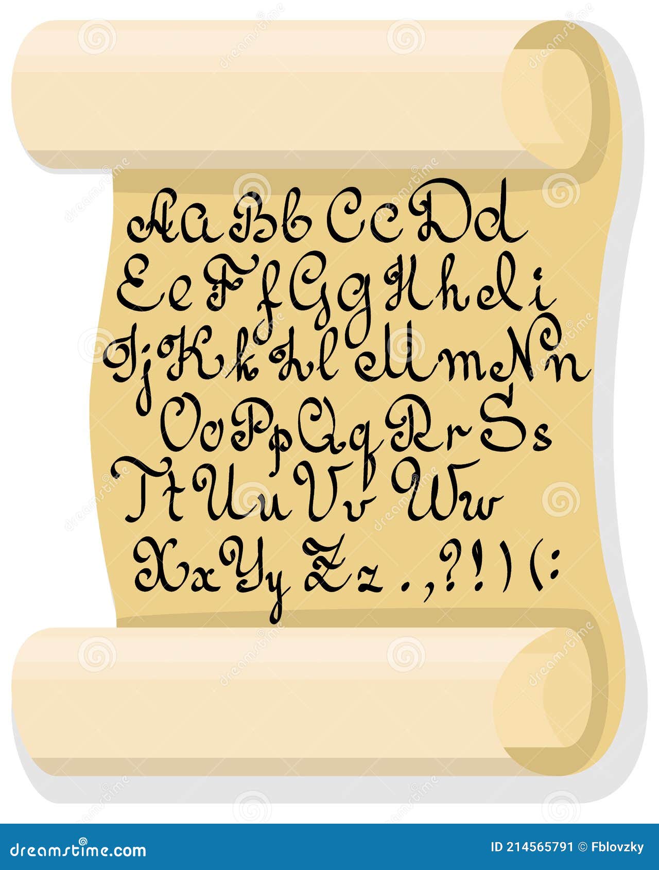 Scroll and Calligraphic Letters of the English Alphabet. Stock Vector ...