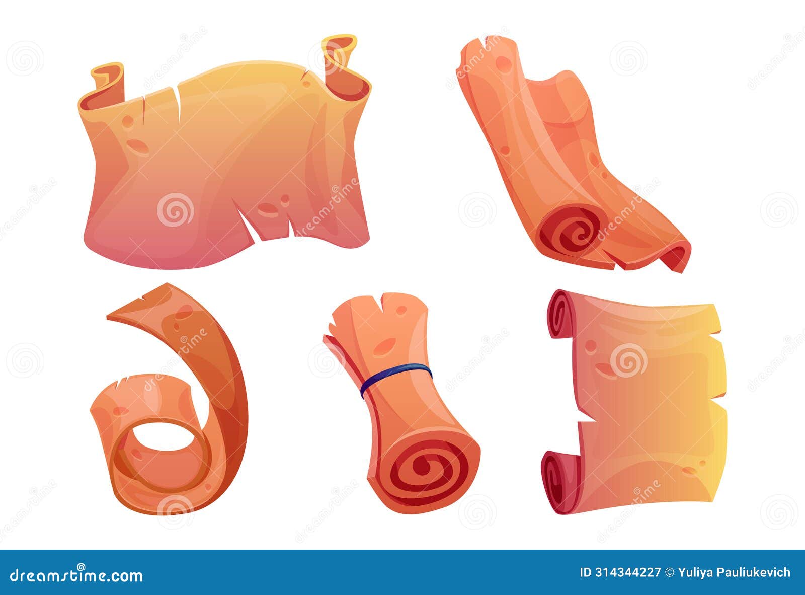Parchment Scroll Ui Icons and Assets Stock Illustration - Illustration ...