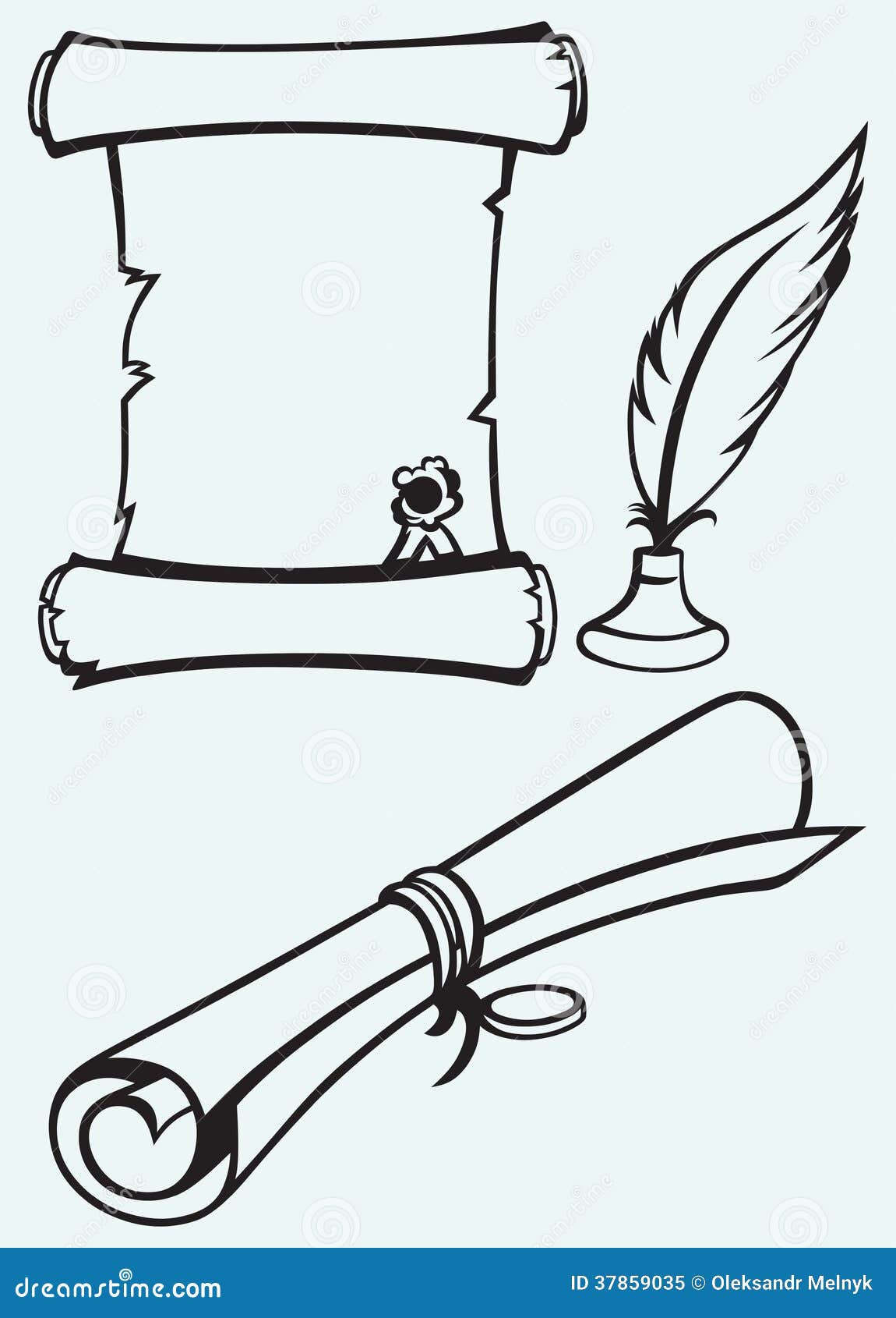 Parchment Scroll and Feather Stock Vector - Illustration of design ...