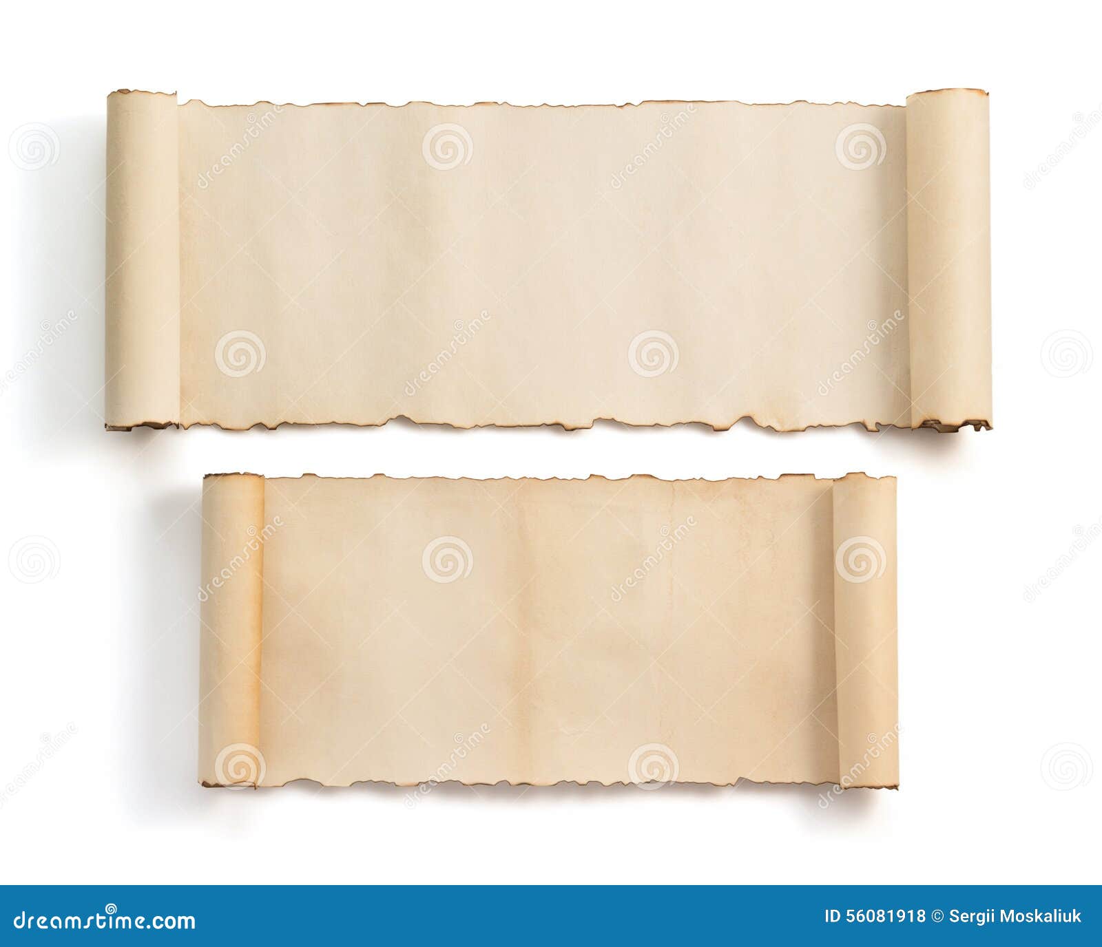 Parchment Scroll Isolated on White Stock Photo - Image of paper, frame ...