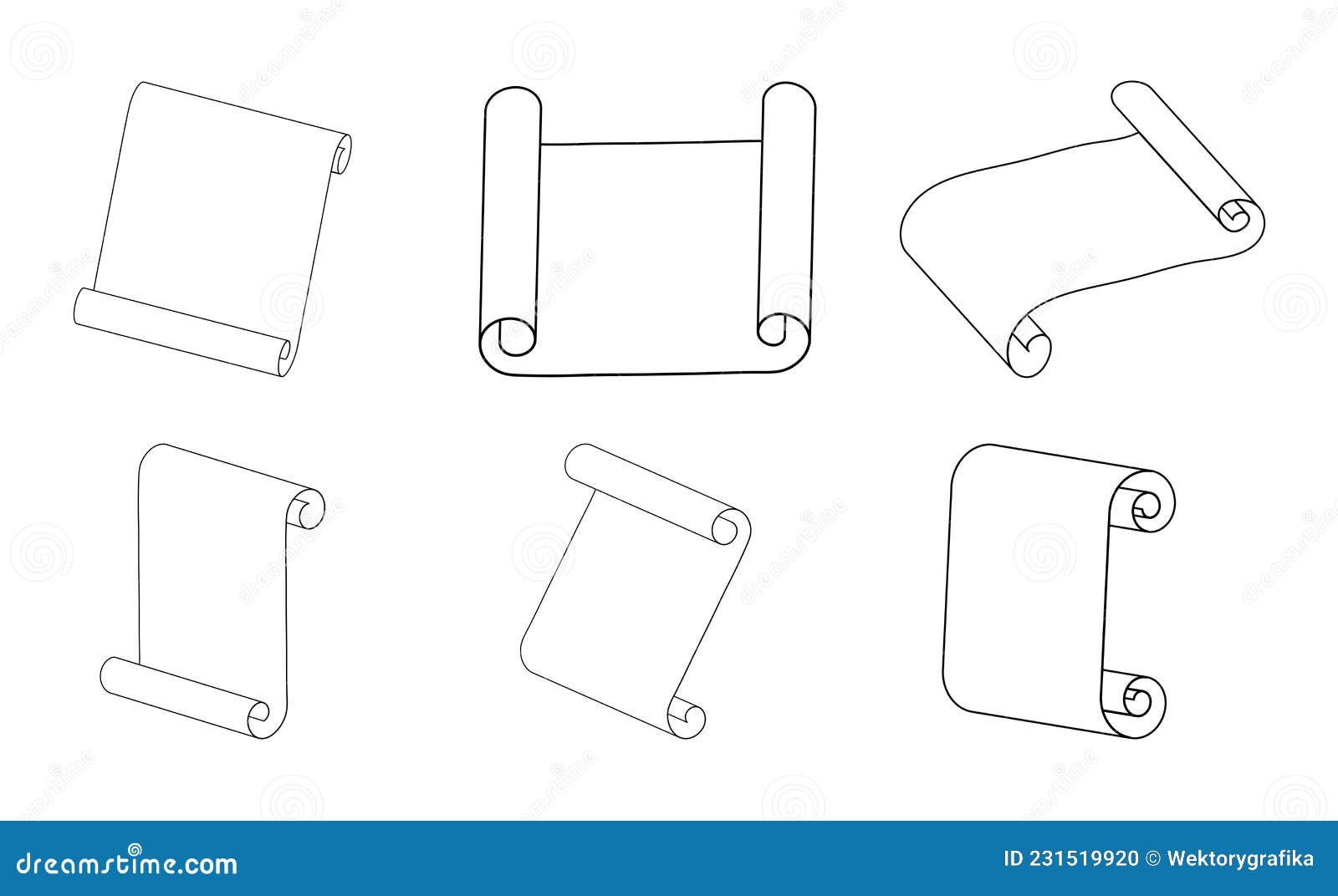 Parchment Scroll Outline Design. Old Paper Blank Manuscript. Vector ...