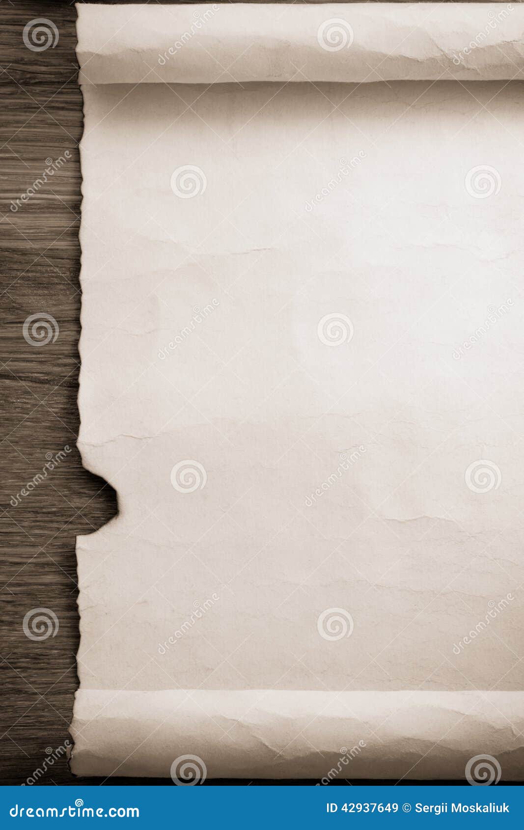Parchment scroll on wood stock image. Image of brown - 42937649