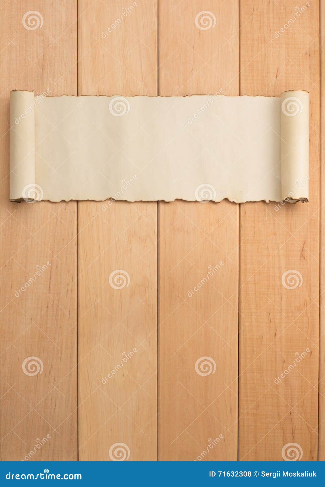 Parchment scroll on wood stock photo. Image of paper - 71632308