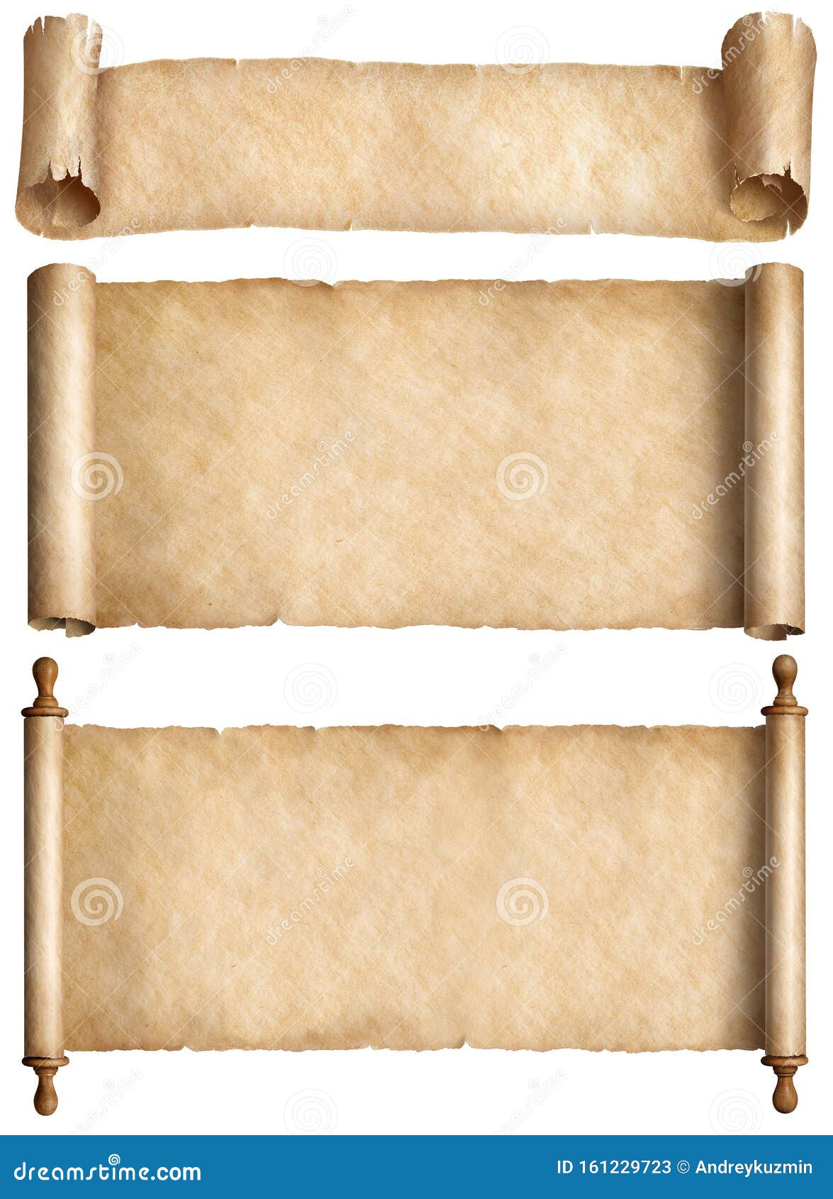 Parchment Scrolls or Old Papers Set Isolated on White Stock Image ...