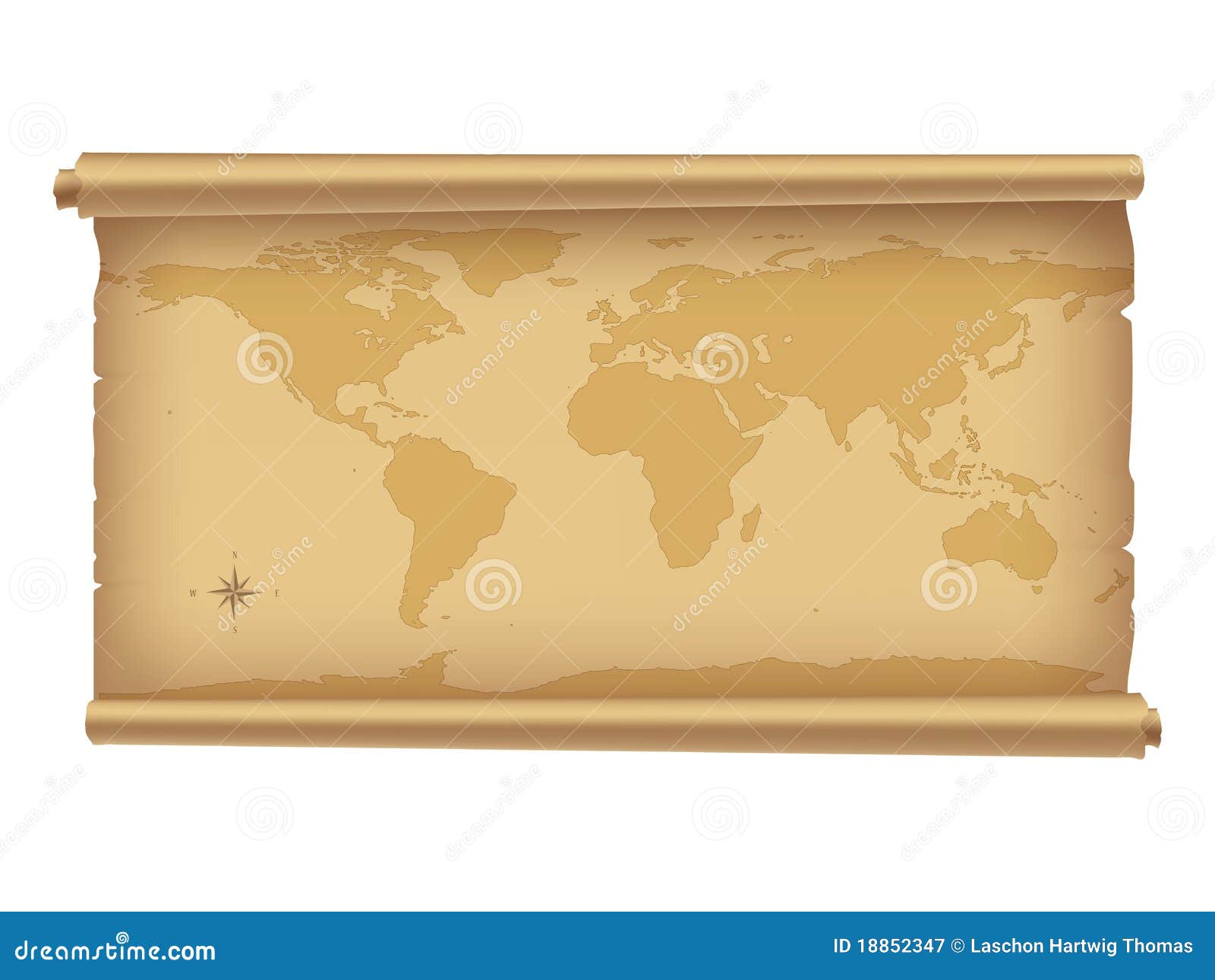 Parchment with worldmap. stock vector. Illustration of history - 18852347