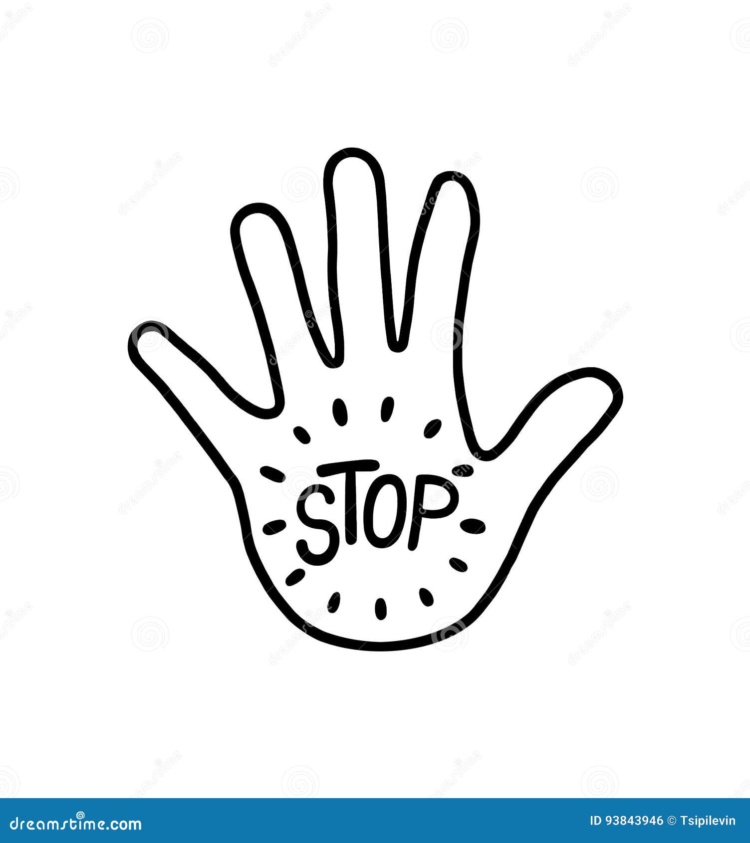 Pare En El Ejemplo Blanco De La Mano Stock de ilustración - Ilustración ...