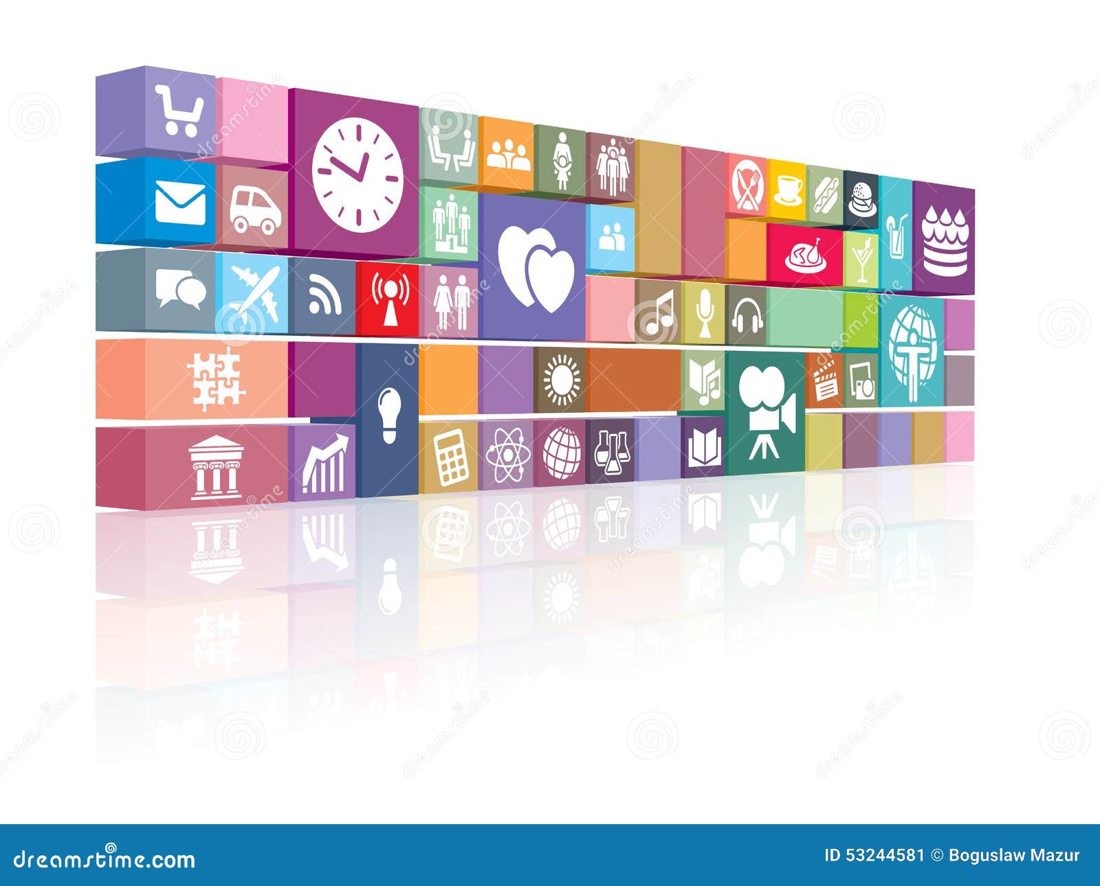 Pared de iconos ilustración del vector. Ilustración de arte - 53244581
