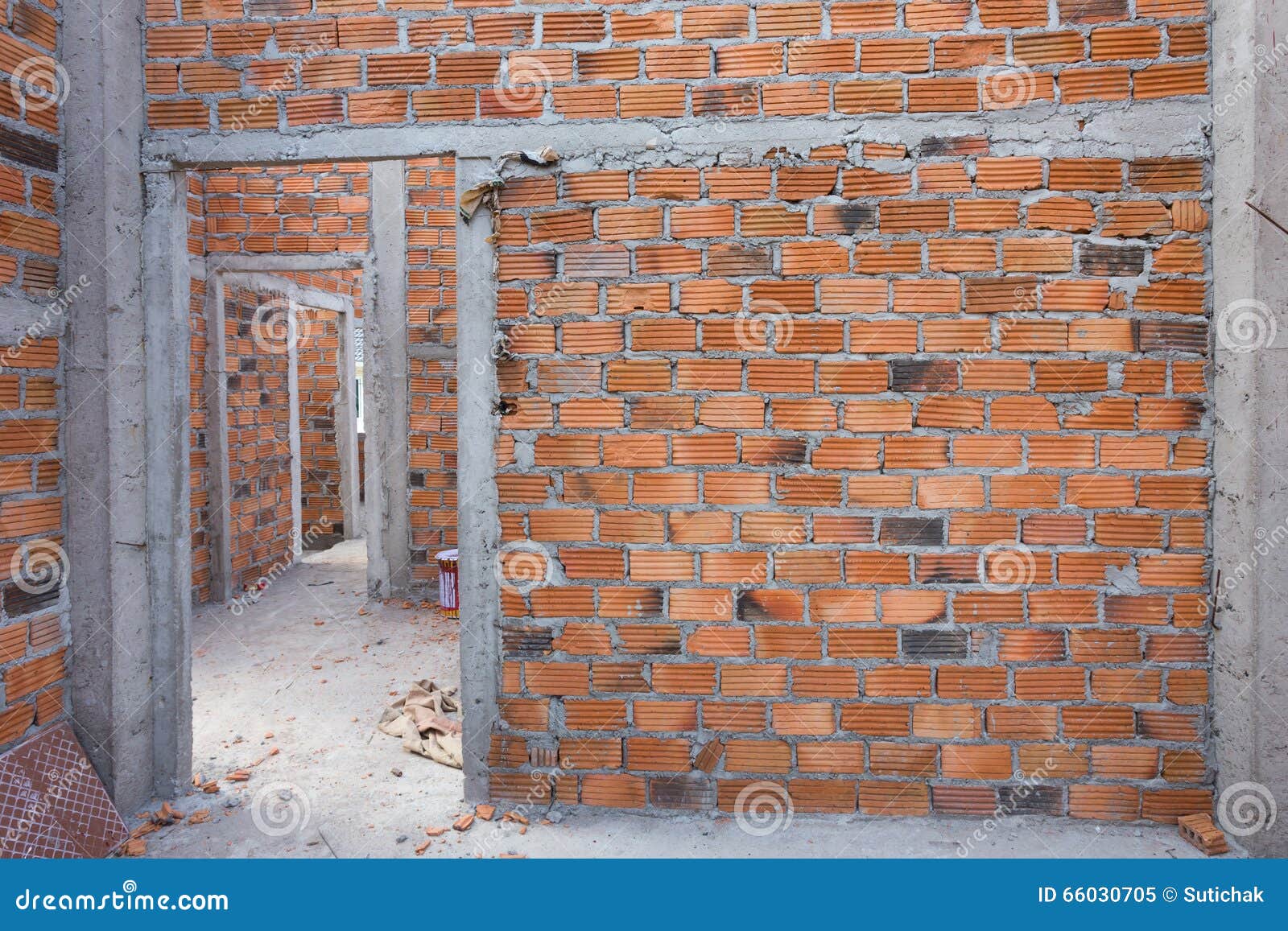 Pared Estructural Hecha De Ladrillo En El Edificio Residencial Imagen ...