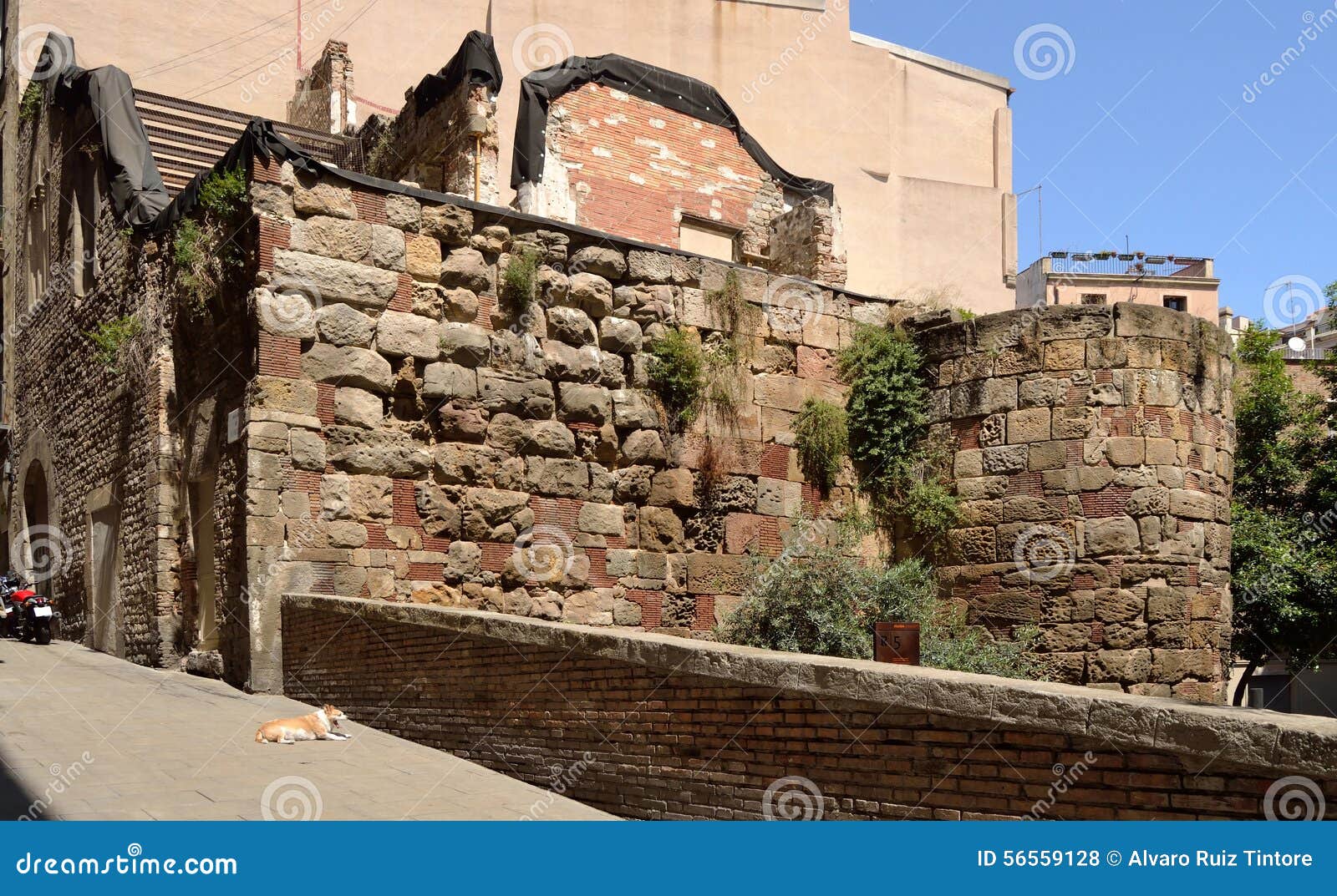 Pared romana, Barcelona foto de archivo. Imagen de imperio - 56559128