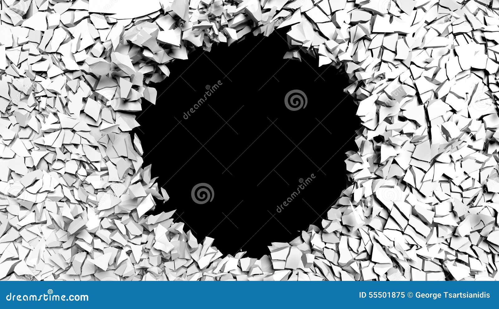 Pared rota con un agujero stock de ilustración. Ilustración de mercado ...