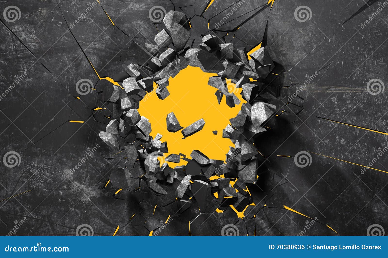 Pared rota en pedazos stock de ilustración. Ilustración de pared - 70380936