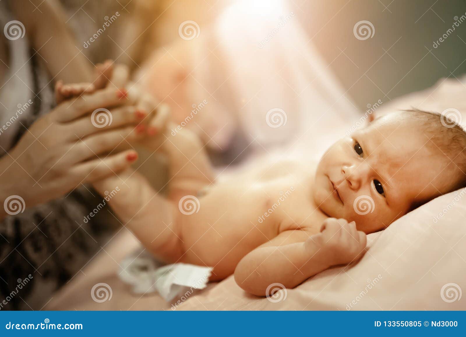 Parent Changing Newborn`s Diapers Stock Image - Image of family, clean ...