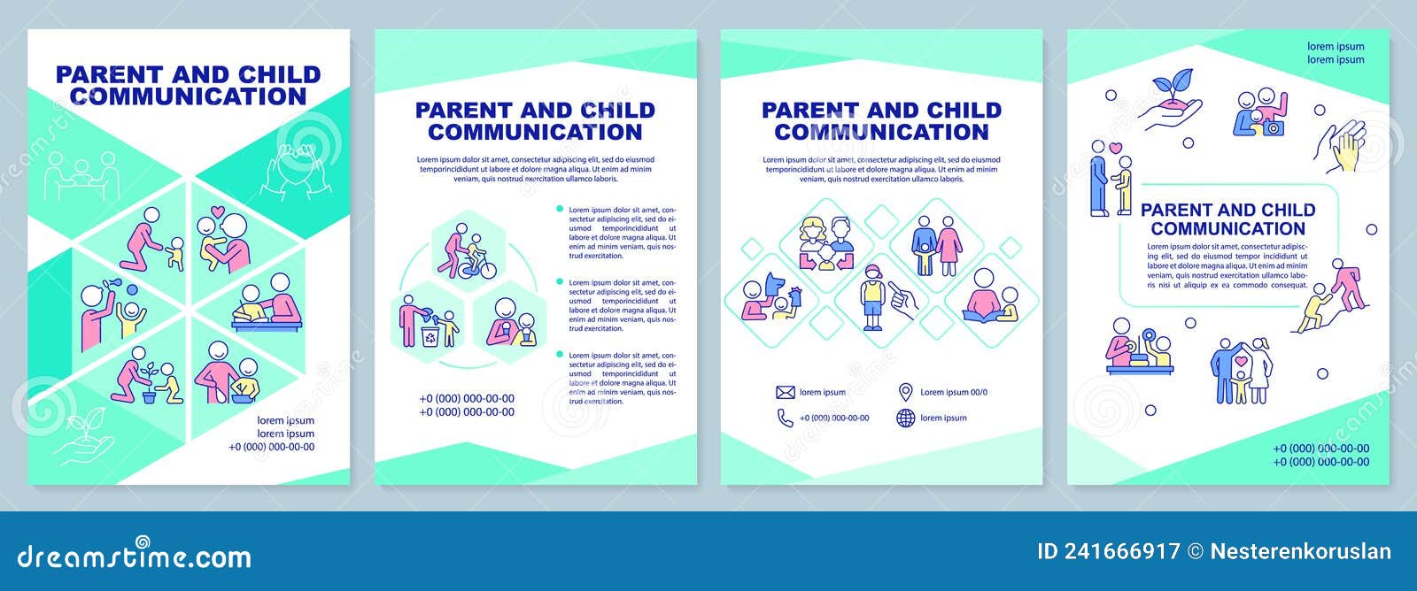 Parent and Child Communication Green Brochure Template Stock Vector ...