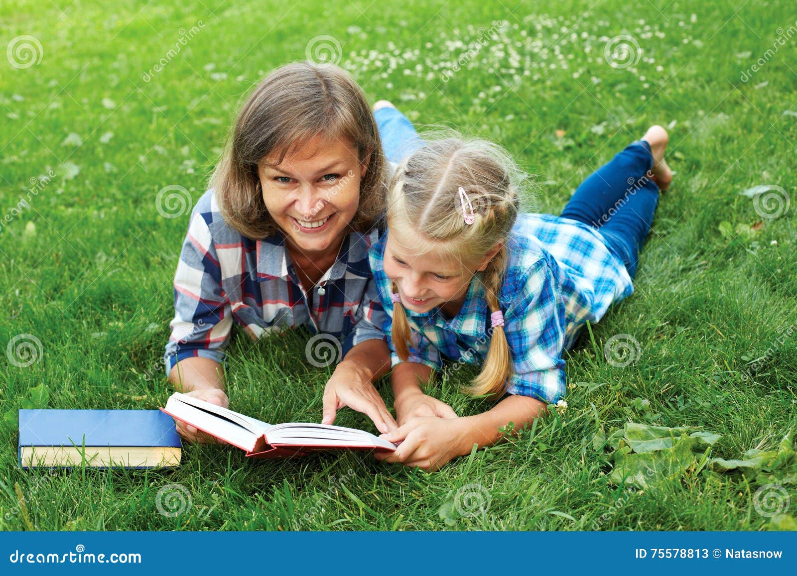 Parent and Child Reading Books Together Stock Image - Image of little ...