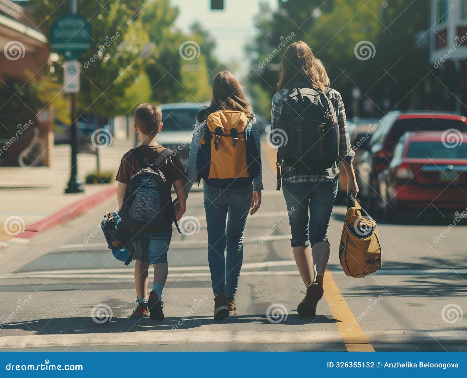 A Parent Drop Off a Child To School in September Stock Illustration ...