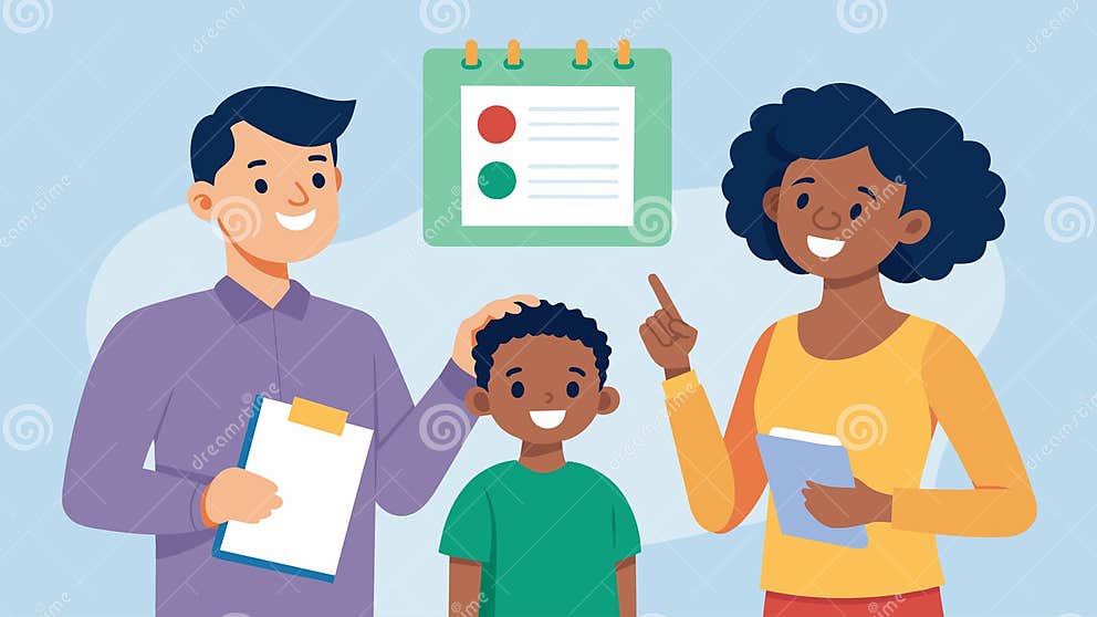 A Parent Pointing Out Important Information in a Flyer about a ...