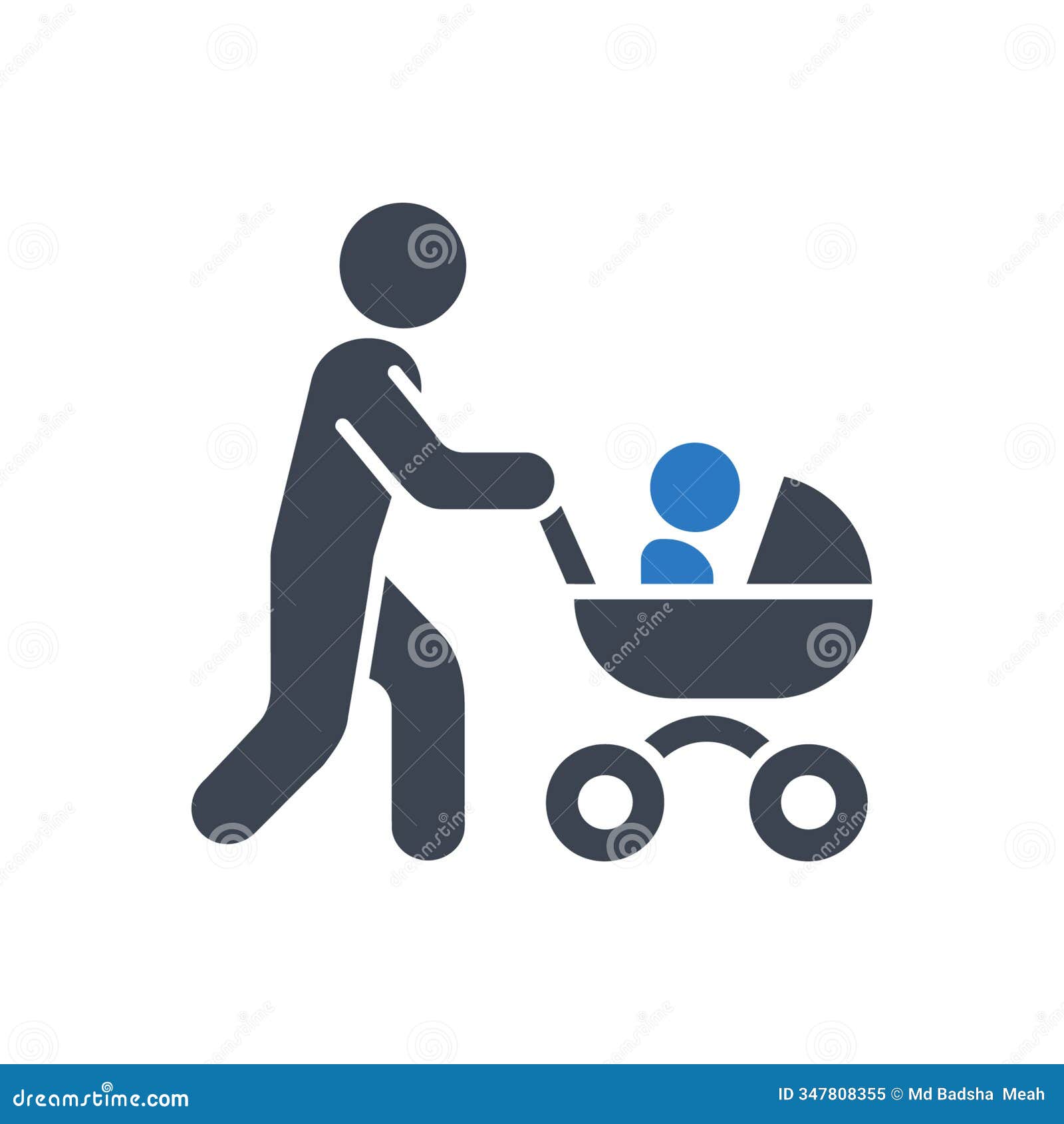 Parent Pushing Stroller Icon Stock Vector - Illustration of sign, icon ...