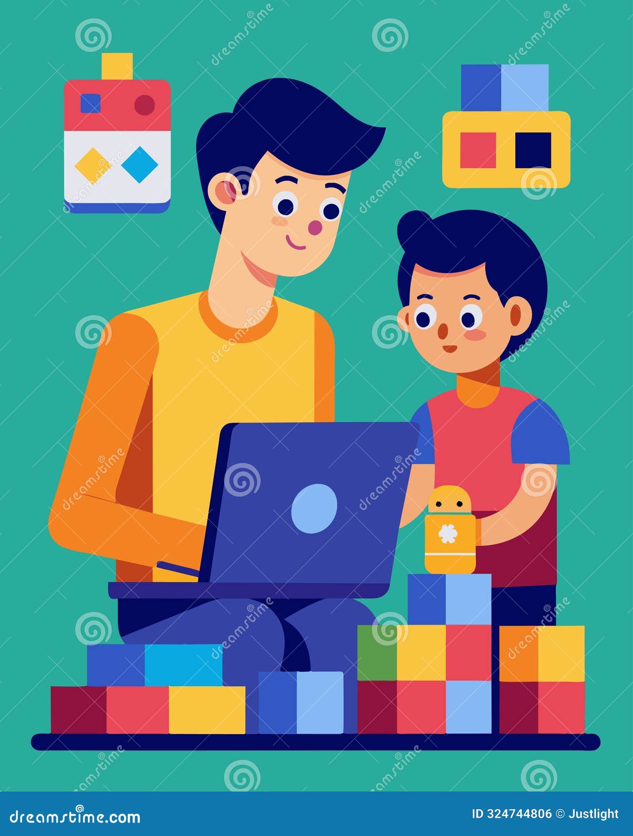 A Parent Sitting with Their Child Guiding Them through the Process of ...