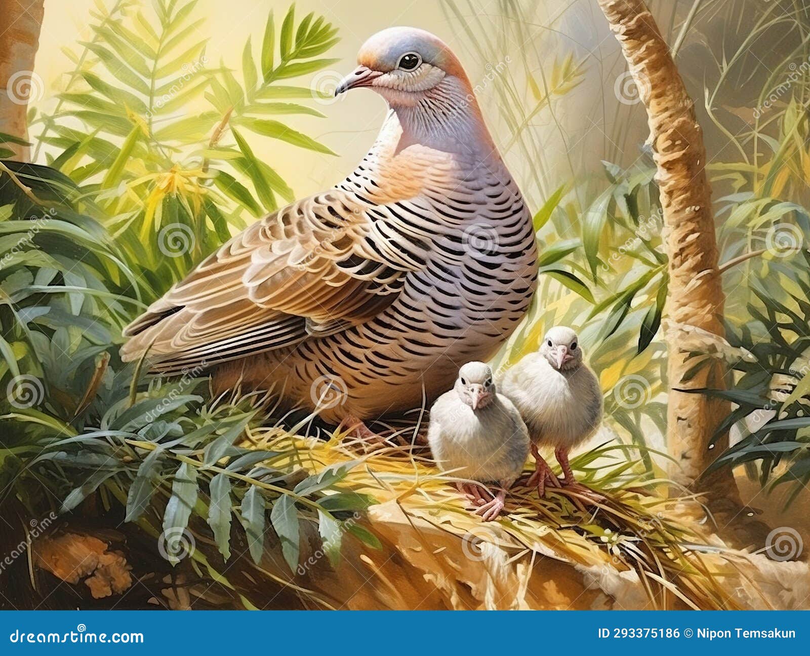 Zebra Dove and Two Chicks stock photo. Image of zebra - 293375186