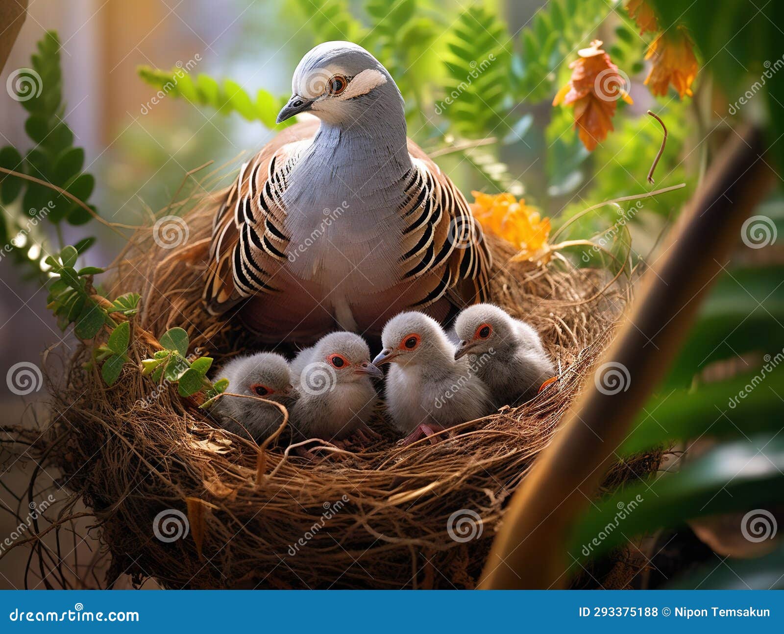 Zebra Dove and Two Chicks stock photo. Image of zebra - 293375188