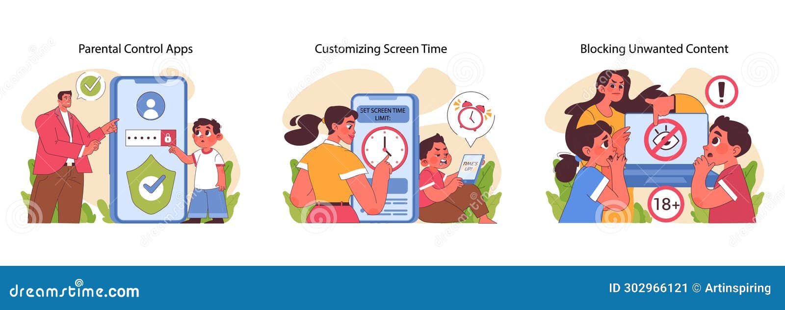 Parental Discipline Concept Illustration Of Mom Punishing Daughter ...