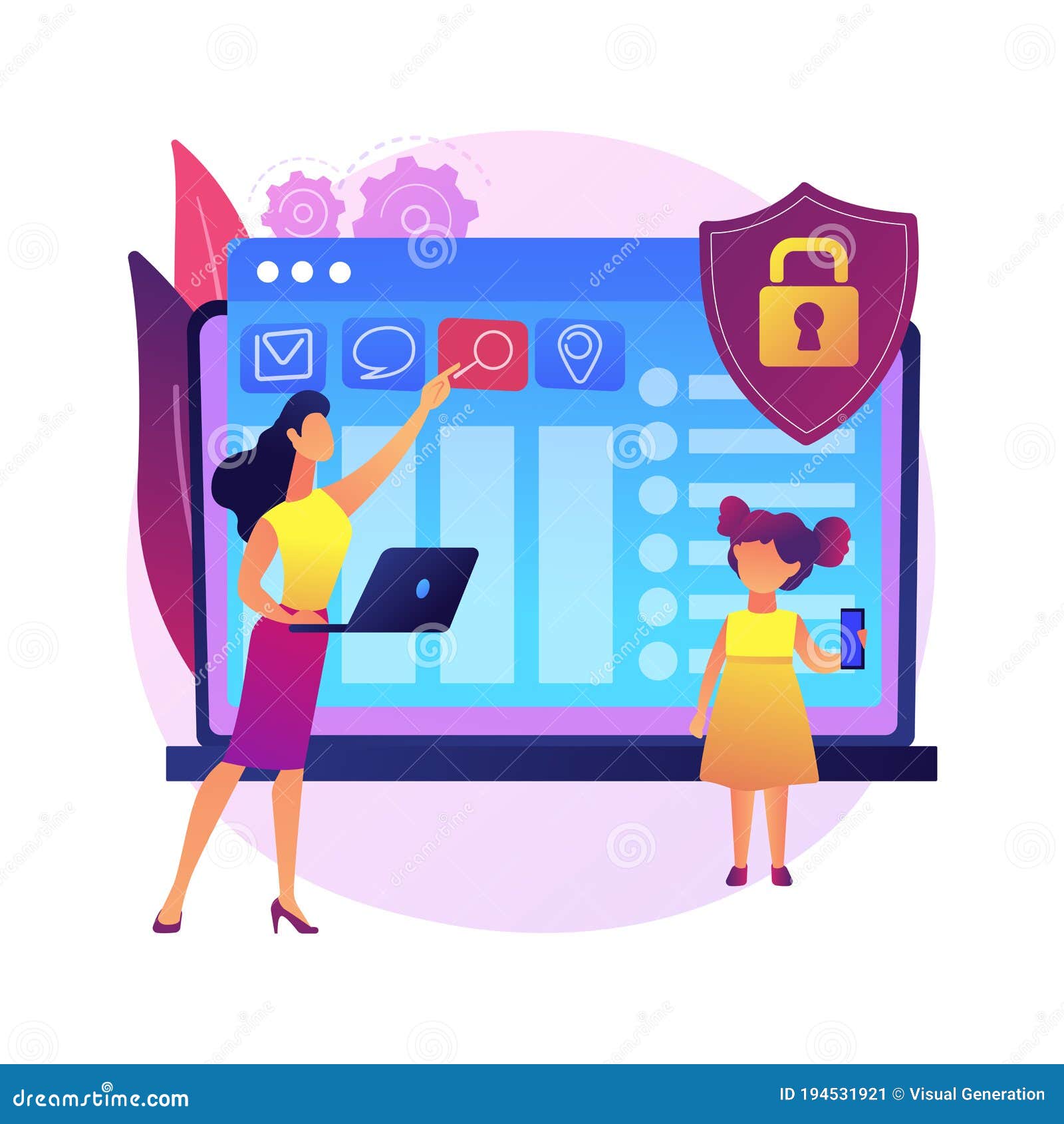 Parental Control Isolated Cartoon Vector Illustration Set ...