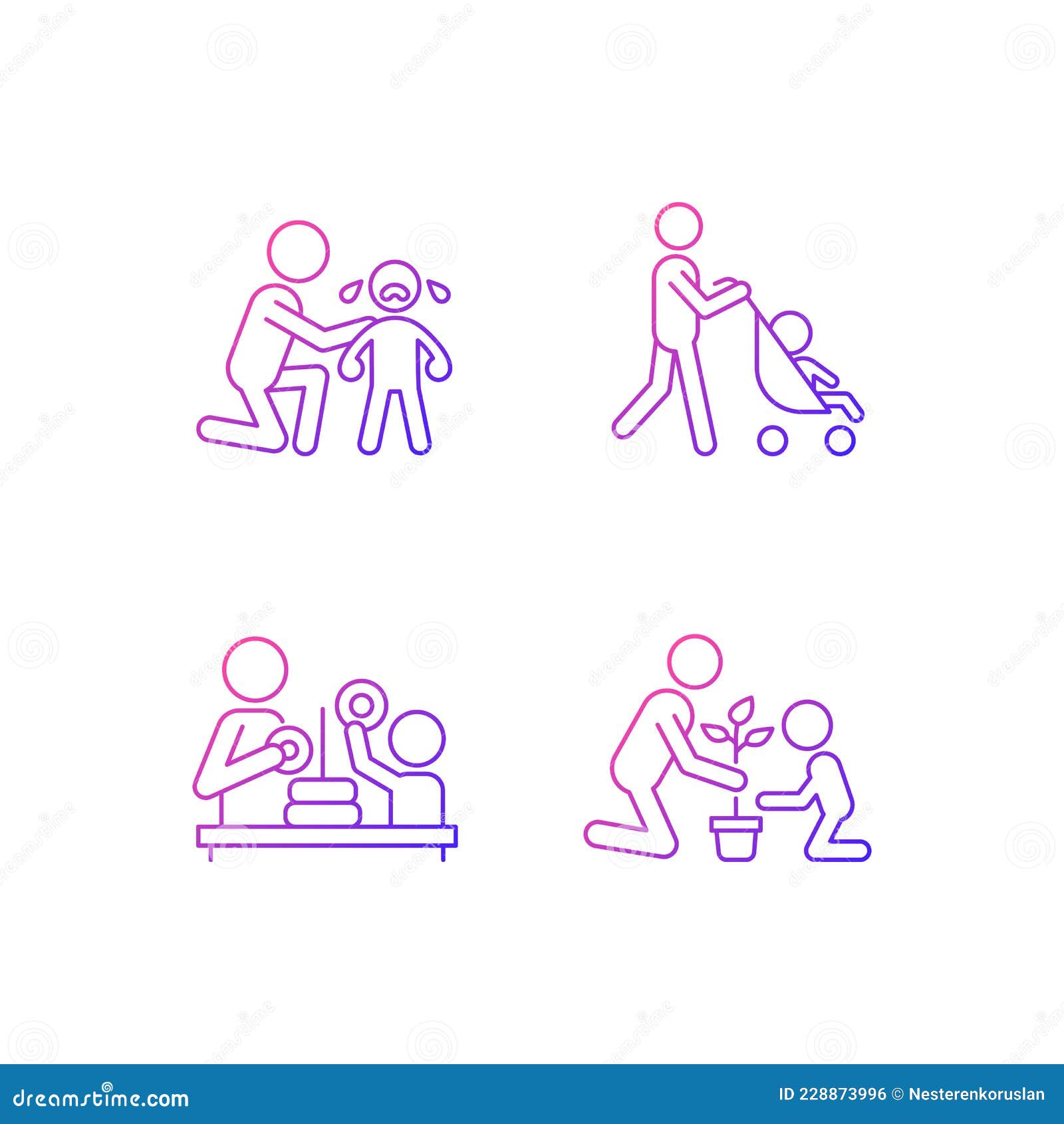 Parental Involvement Light And Dark Theme RGB Color Icons Set Cartoon ...
