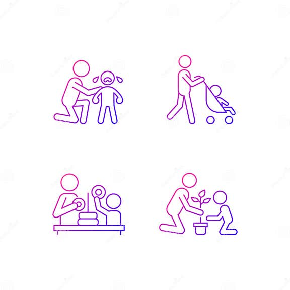 Parental Involvement Gradient Linear Vector Icons Set Stock Vector ...