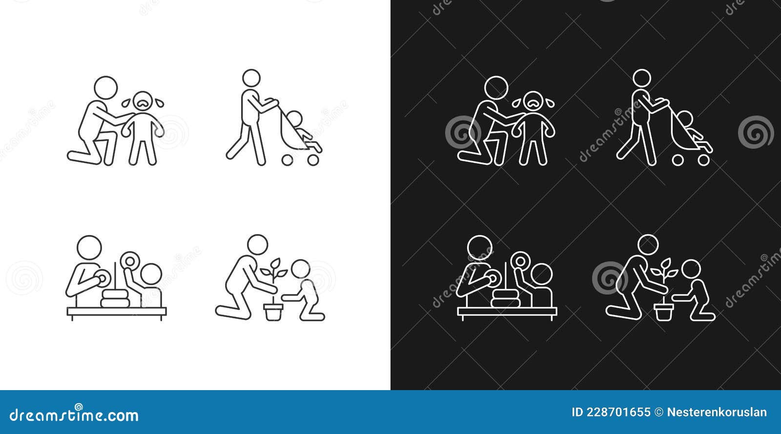 Parental Involvement Linear Icons Set for Dark and Light Mode Stock ...