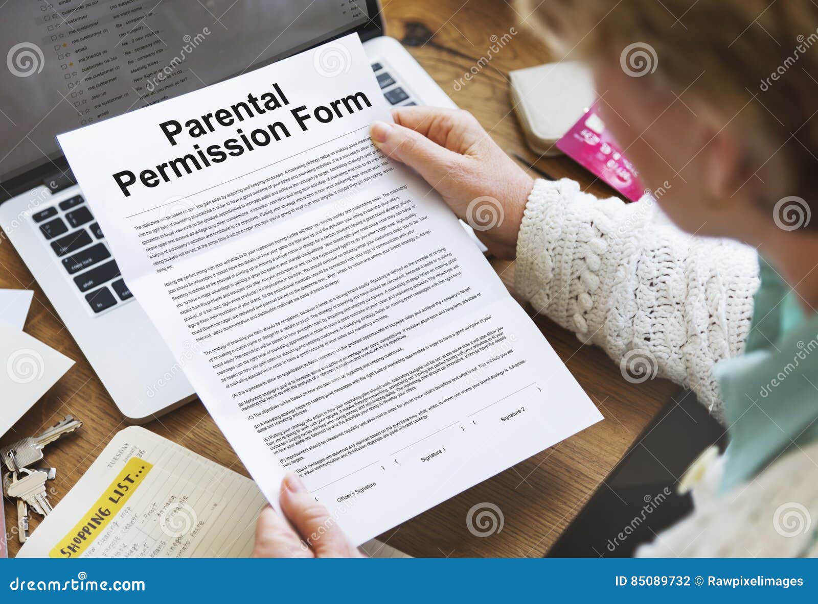Parental Permission Form Contract Concept Stock Photo - Image of form ...