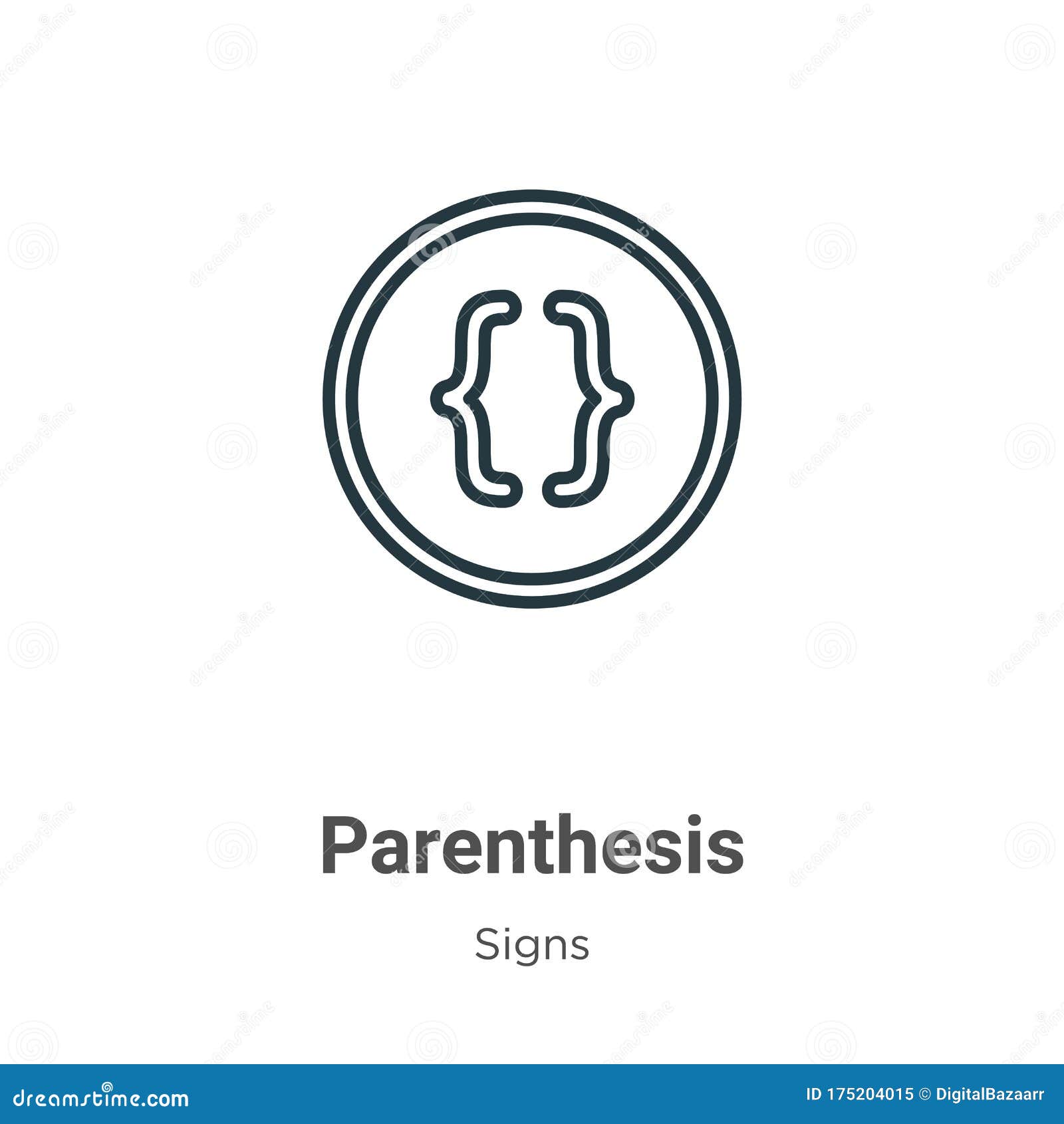Parenthesis Outline Vector Icon. Thin Line Black Parenthesis Icon, Flat ...