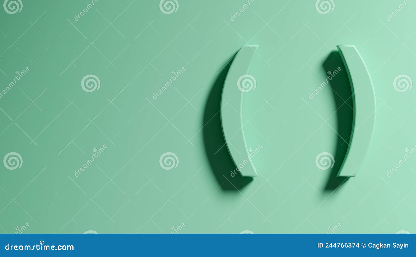 Parenthesis or Round Bracket Symbol or Sign on Green Background. 3D ...