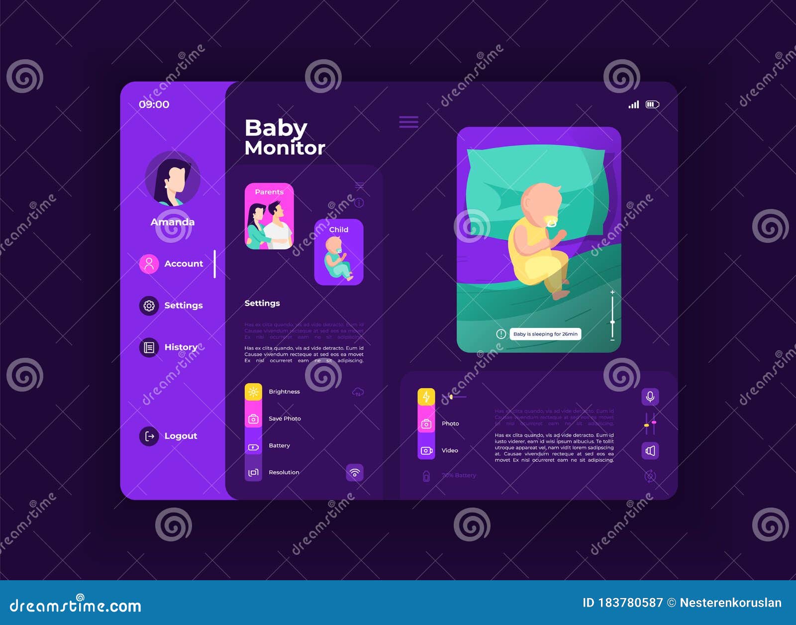 Parenting Control Tablet Interface Vector Template Stock Vector ...