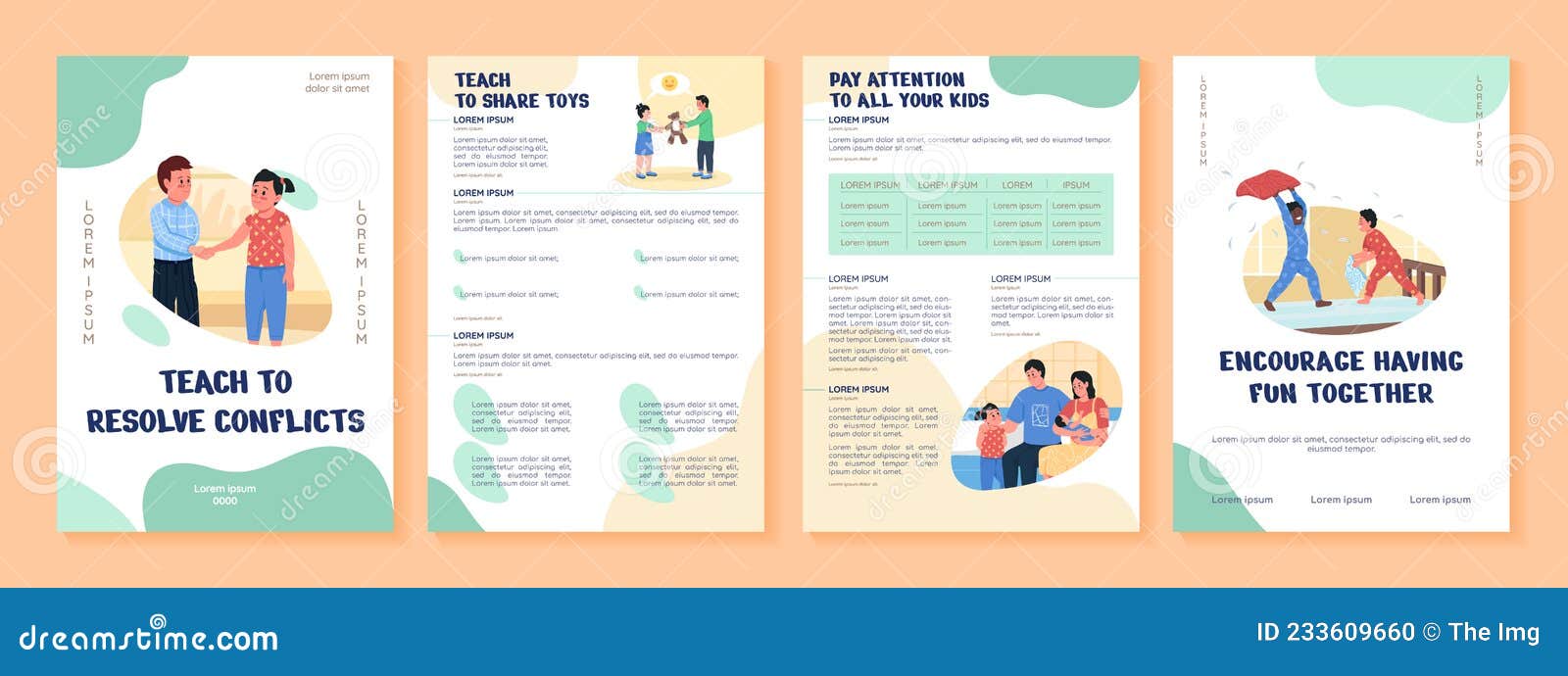 Parenting Flat Vector Brochure Template Stock Vector - Illustration of ...