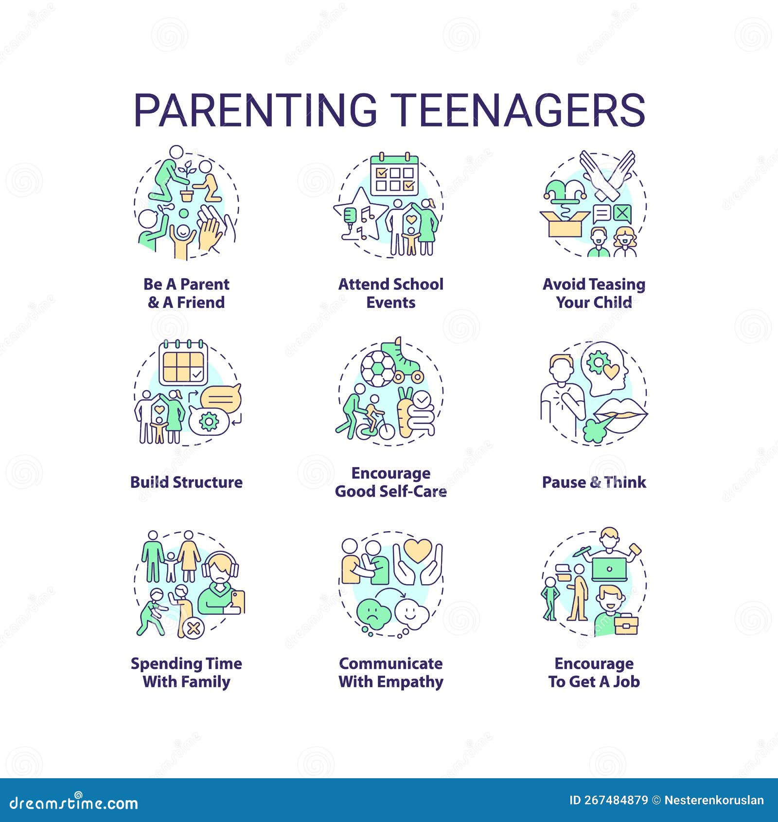 Parenting Teenagers Concept Icons Set Stock Vector - Illustration of ... Parenting Teenagers Concept Icons Set Stock Vector - Illustration of ...
