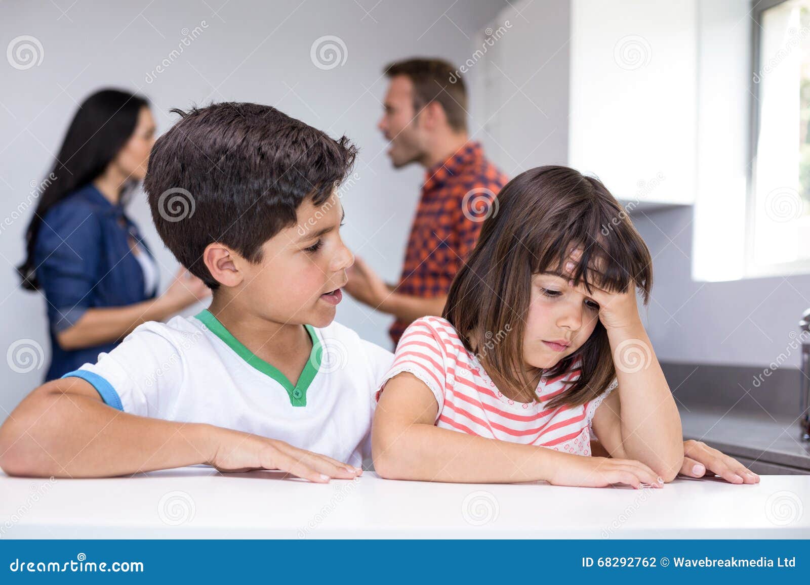 Parents Arguing in Front of Children Stock Photo - Image of bitter ...