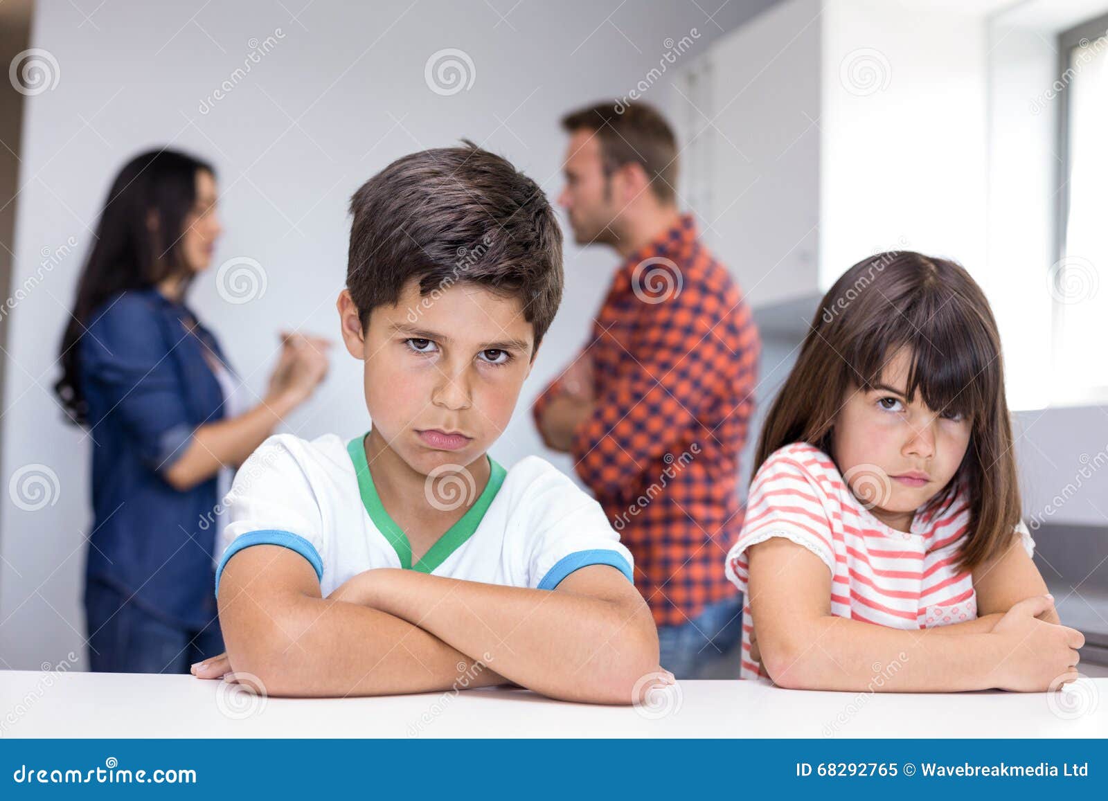 Parents Arguing in Front of Children Stock Image - Image of distressed ...