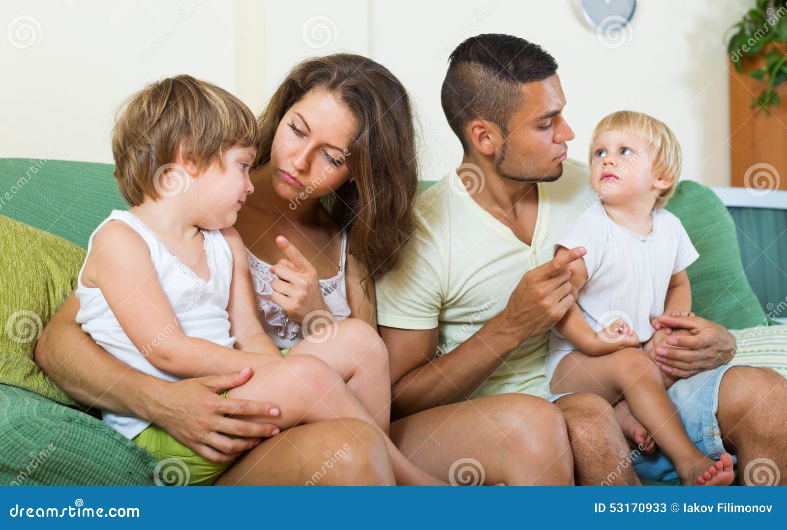 Parents Berating Little Children Stock Image - Image of female, baby ...