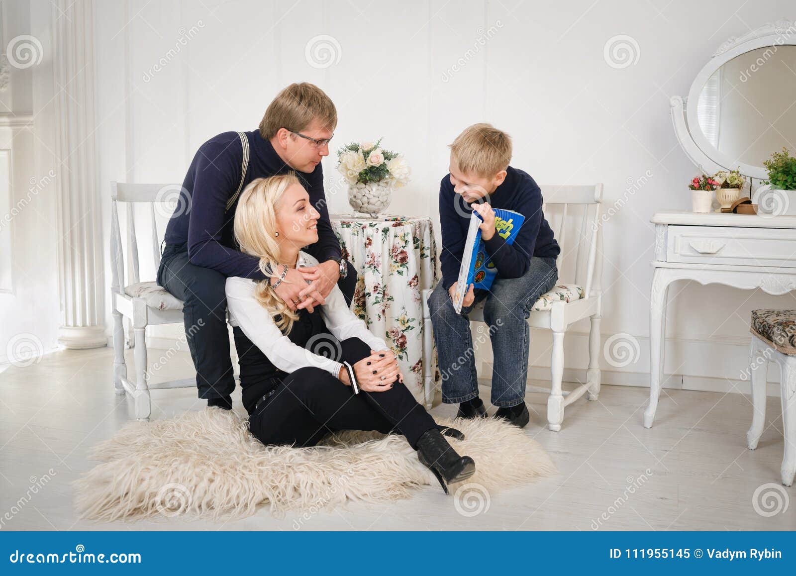 Parents Checking Their Son`s Homework. Stock Image - Image of happiness ...